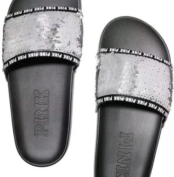 PINK Victoria's Secret | Shoes | Nwt Victoria Secret Pink Sequin Slides ...